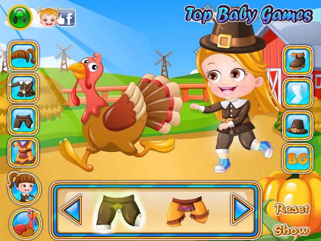 BABY HAZEL THANKSGIVING DRESS-UP jeu en ligne | Jeux POMU